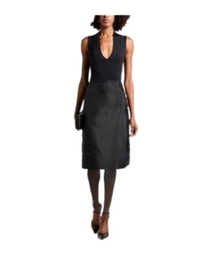 Rag & Bone Color-block Midi Skirt With Sheer Mesh Hem And Side Slit