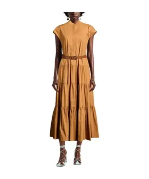 Max Mara Poplin Tiered Shirt Dress