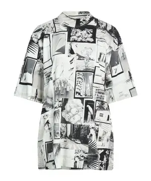 Farm Rio Printed Short Sleeve Mock Neck Top - Grey