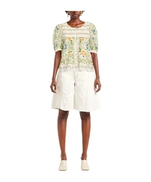 Farm Rio Floral-print Puffed Sleeve Shirt