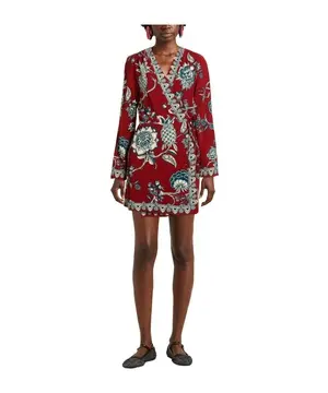 Farm Rio Floral Print Cady Wrap Dress