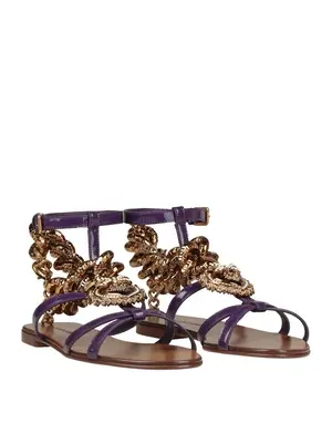 Dolce & Gabbana Embellished Patent Leather Ankle Strap Sandals
