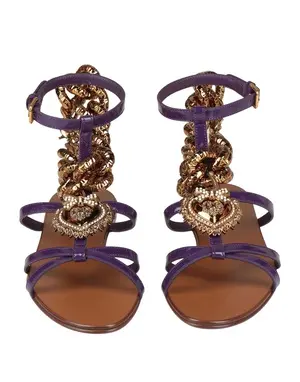 Dolce & Gabbana Embellished Patent Leather Ankle Strap Sandals
