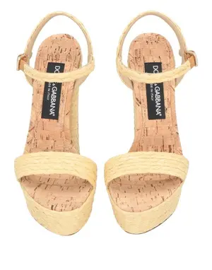 Dolce & Gabbana Raffia Platform Block Heel Sandals