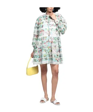 Dolce & Gabbana Floral Print Lace Shirt Dress