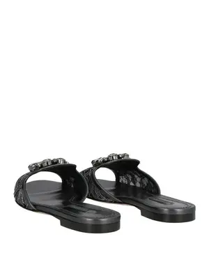 Dolce & Gabbana Embellished Lace Slide Sandals - Black
