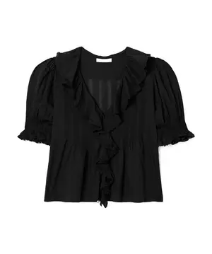 DÔEN DOEN Black Puff Sleeve Blouse