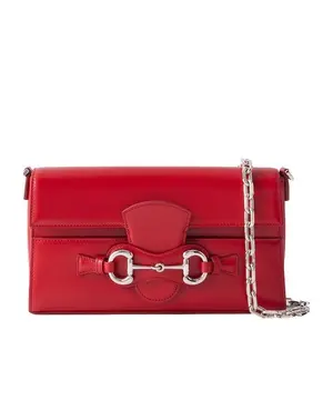 Gucci Horsebit Ristretto Medium Shoulder Bag - Red