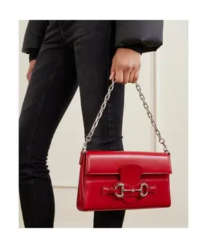 Gucci Horsebit Ristretto Medium Shoulder Bag - Red