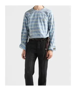 Prada Long-sleeved Striped T-shirt - Sky-blue