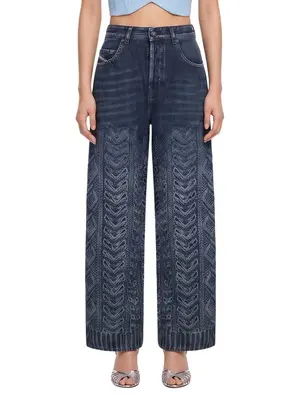 DIESEL® Patterned Wide-leg Jeans