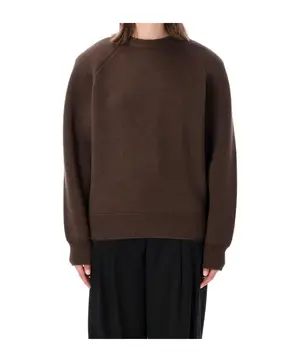 THE FRANKIE SHOP Wool-blend Sweater With Shoulder Pads - Brown