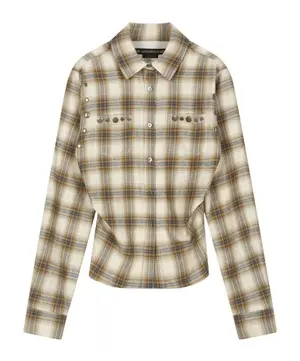 Andersson Bell Check Studded Contour Shirt - Beige