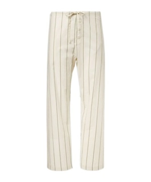 BODE Celery Striped Cotton Pajama Pants - White