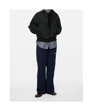Acne Studios Cotton Satin Bomber With Leather Collar