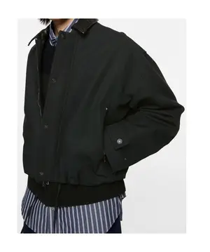 Acne Studios Cotton Satin Bomber With Leather Collar