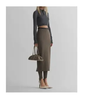 MUGLER Cashmere Cropped Polo Top