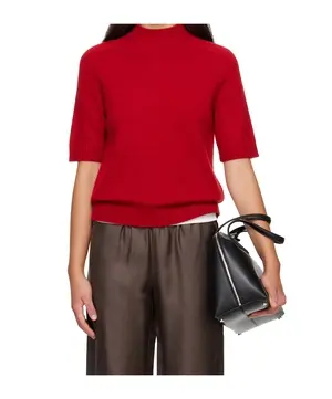 Loulou De Saison Ruth Stand Collar Top - Red