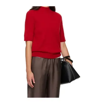 Loulou De Saison Ruth Stand Collar Top - Red