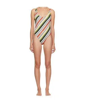JEAN PAUL GAULTIER Diagonal Striped One-piece Swimsuit - Multi-color