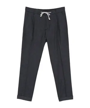 Eleventy Drawstring Waist Pleated Trousers - Blue
