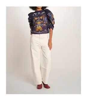 Farm Rio Short Sleeve Printed Puff Sleeve Cropped Shirt