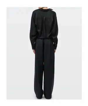 Alexander Wang Silk Mid-rise Relaxed Fit Track Pants - Black