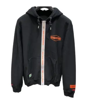 Heron Preston Zip-up Hoodie With Drawstring And Patch Pockets