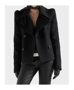 7 For All Mankind Double-breasted Wool Coat With Structured Shoulders
