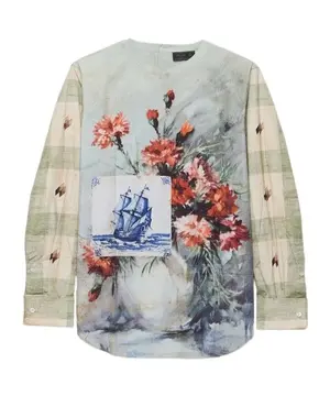Prada Floral Print Shirt - Cloudy Grey/red