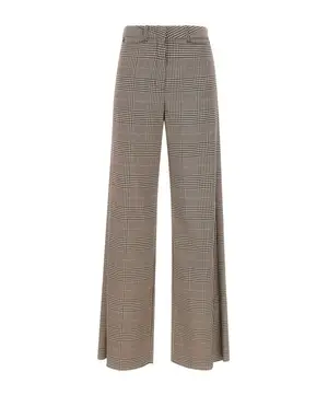 Marella Checked Wide-leg Trousers - No