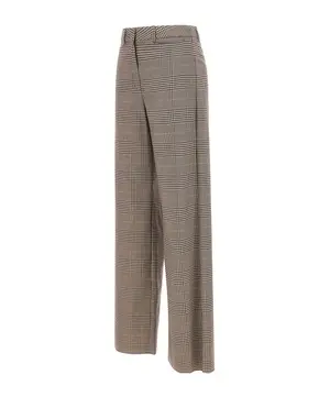 Marella Checked Wide-leg Trousers - No