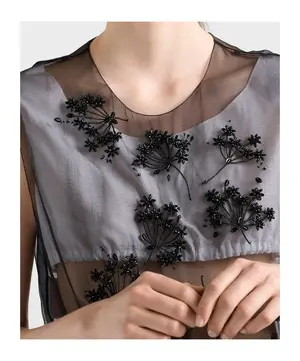 Prada Embroidered Silk Cigaline Midi Dress