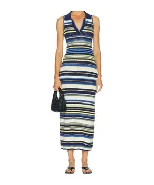 Simkhai Striped Knit V-neck Midi Dress