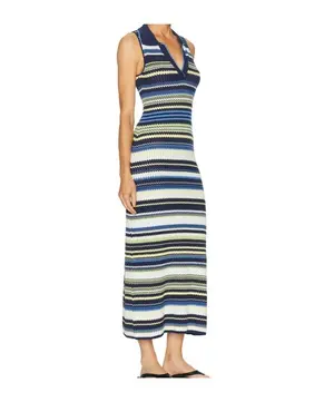 Simkhai Striped Knit V-neck Midi Dress