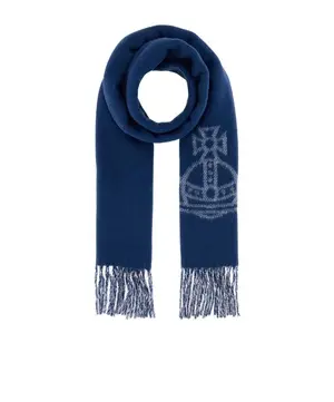 VIVIENNE WESTWOOD Orb Logo Fringed Scarf