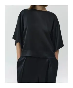Simkhai Satin Blouse With Round Neck And Loose Sleeves