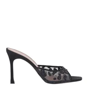 Amina Muaddi Round-toe High-heeled Sandals - Black