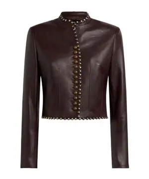 Etro Cropped Studded Leather Jacket