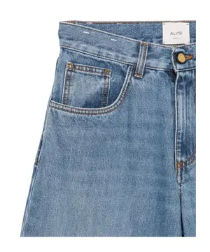 ALYSI Faded Wide-leg Jeans