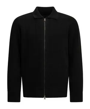 Tagliatore Long-sleeved Knitted Cardigan With Two-way Zipper - Black