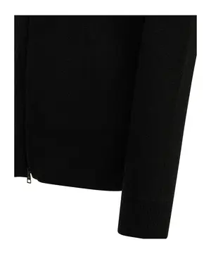 Tagliatore Long-sleeved Knitted Cardigan With Two-way Zipper - Black