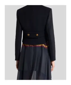 Etro Wool-blend Cropped Jacket With Pegaso Buttons - Blue