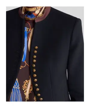 Etro Wool-blend Cropped Jacket With Pegaso Buttons - Blue
