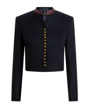 Etro Wool-blend Cropped Jacket With Pegaso Buttons - Blue