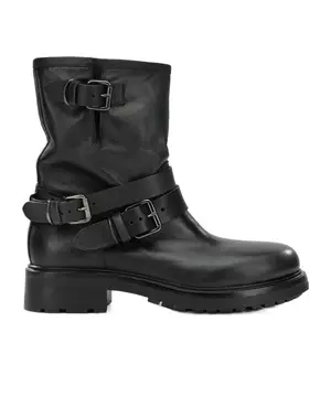 STRATEGIA Strategia Buckled Mid Calf Leather Boots