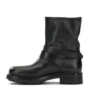 STRATEGIA Buckled Mid Calf Leather Boots