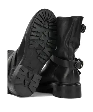 STRATEGIA Buckled Mid Calf Leather Boots