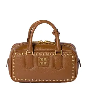 Miu Miu Arcadie Studded Leather Bag - Brandy
