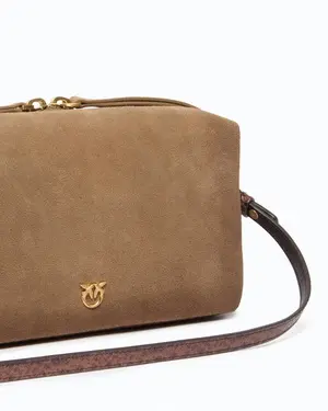 Pinko Medium Suede Crossbody Boston Bag With Spray Effect